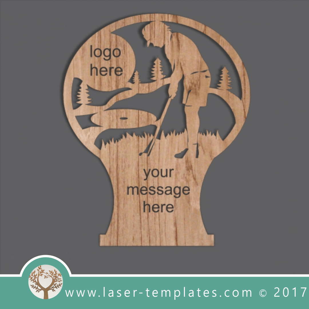 Golf sport trophy template for laser cutting, Online designs for sale ...