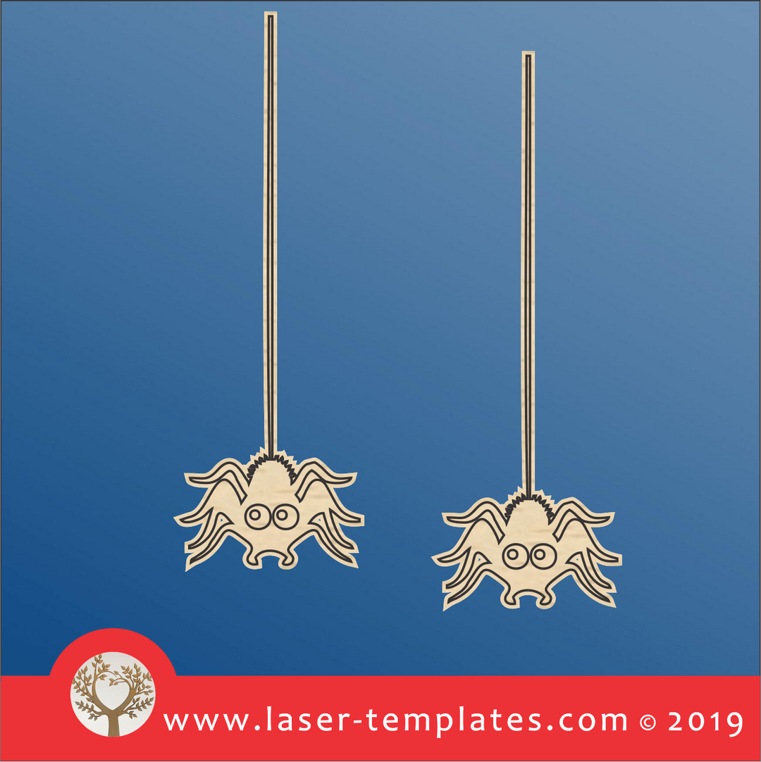 Laser cut template for Halloween Hanging Spiders – Laser Ready Templates