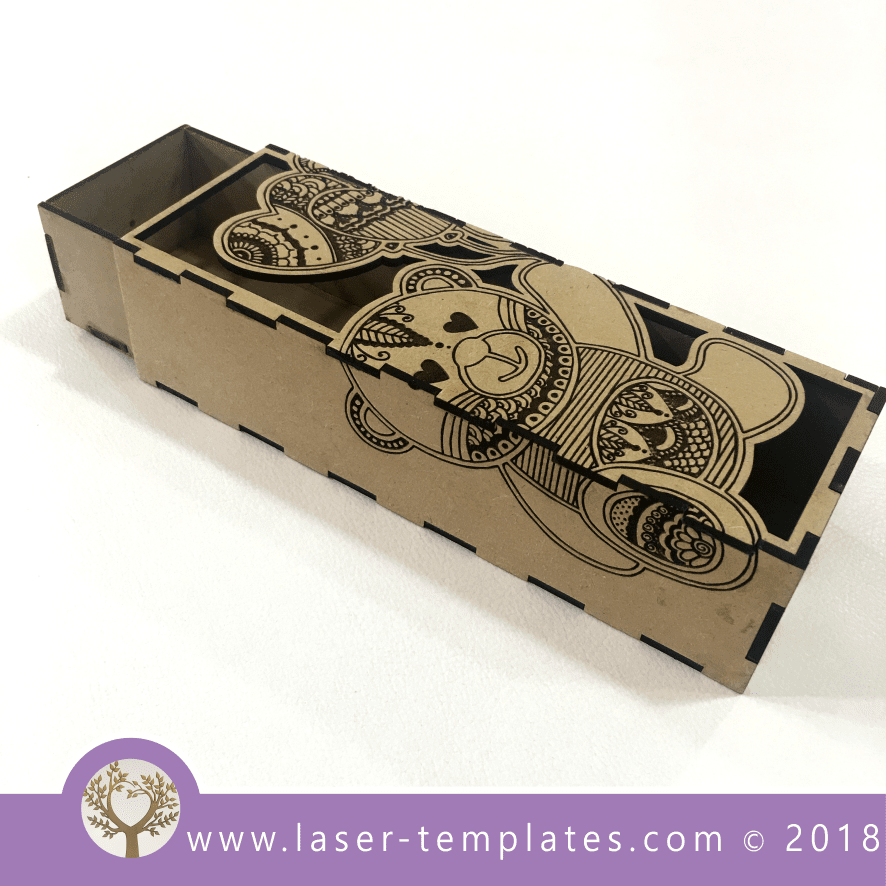 Laser Cut Bear Holding Balloons Box Template, Download Vector Designs ...