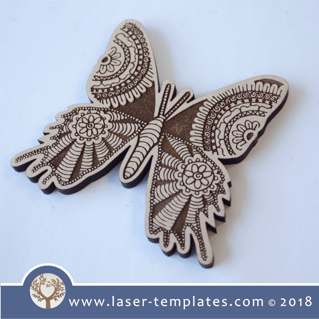 Laser Cut Hand Drawn Butterfly 4 – Laser Ready Templates