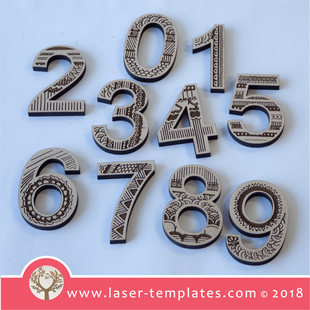 Laser Cut & Engrave Hand Drawn Set of Numbers. Templates Online – Laser ...