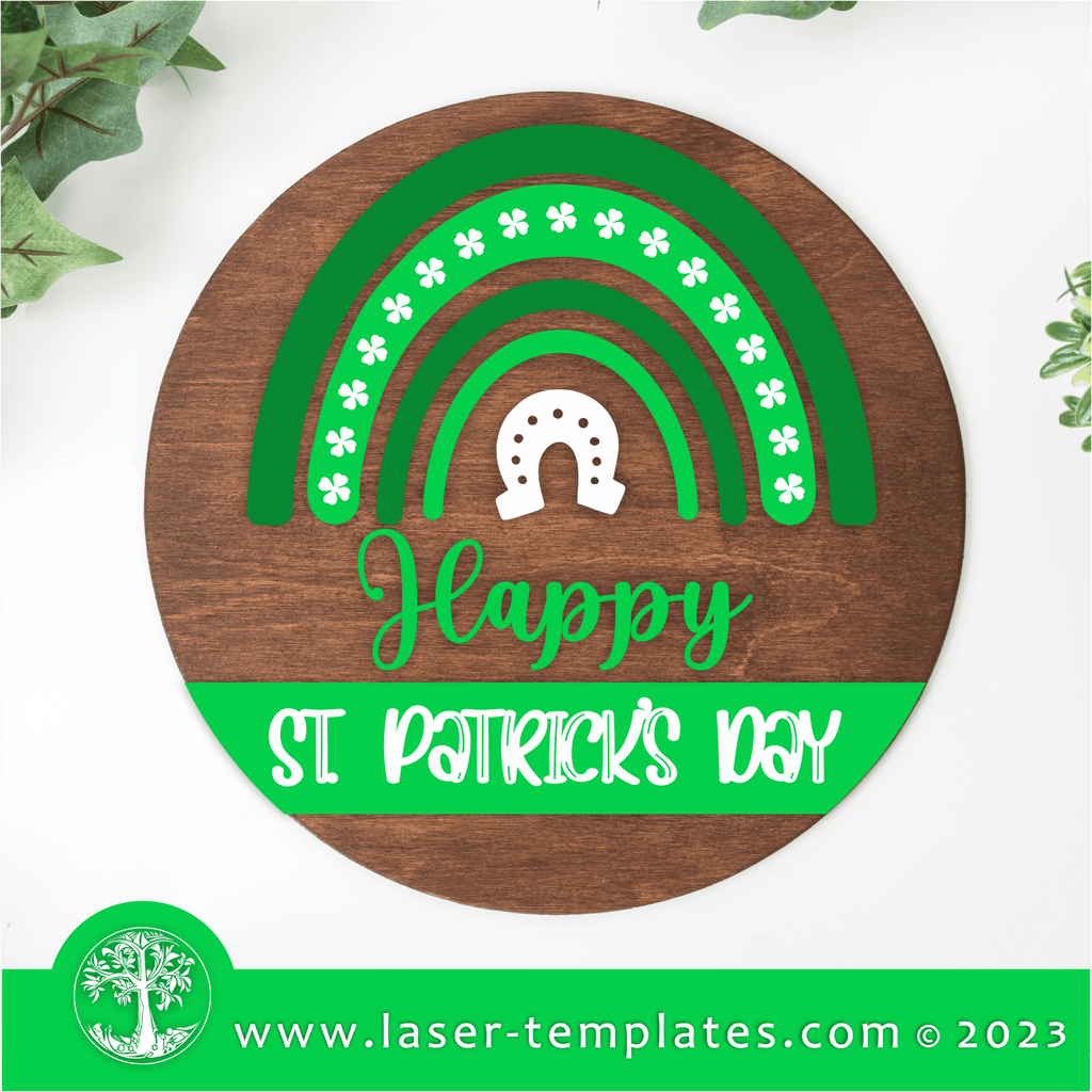 Happy St Patrick's Day Door Hanger Round Sign – Laser Ready Templates