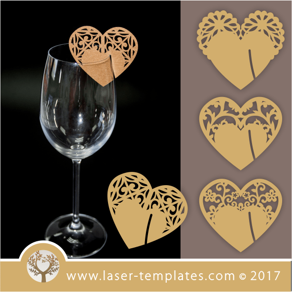 Laser cut wedding heart Glass Decorations, search 1000's of templates ...