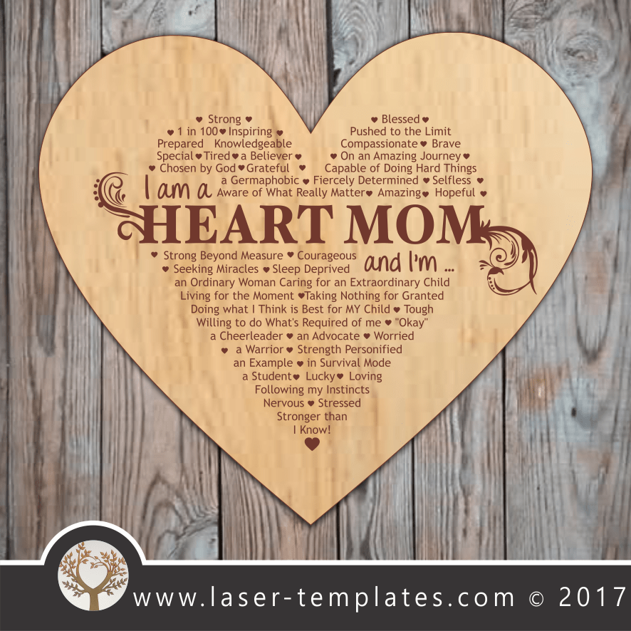 Laser Cut Heart Mom Wall Art Template, Download Vector Designs Online ...