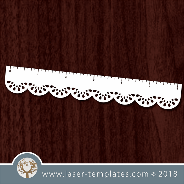Imperial Ruler (inches) with lace pattern – Laser Ready Templates