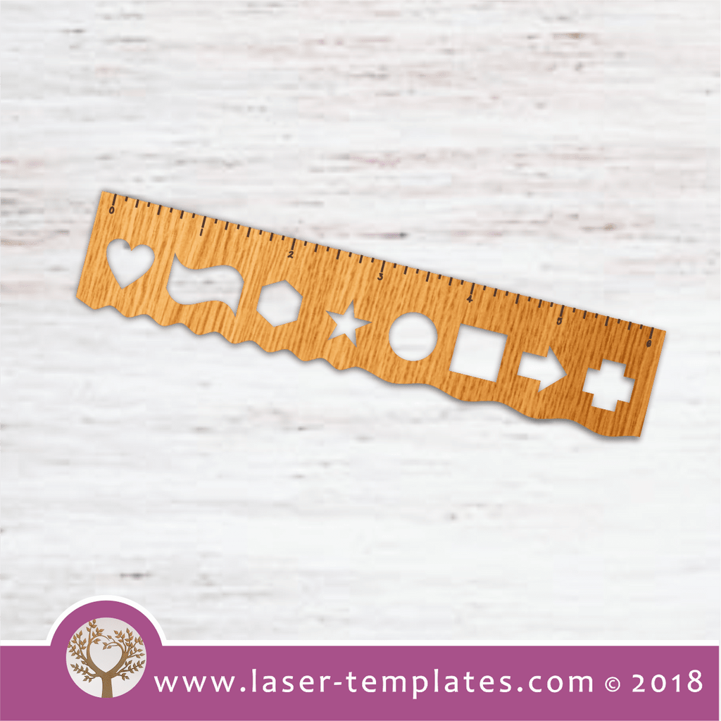 Imperial ruler with different shapes (Inches) – Laser Ready Templates