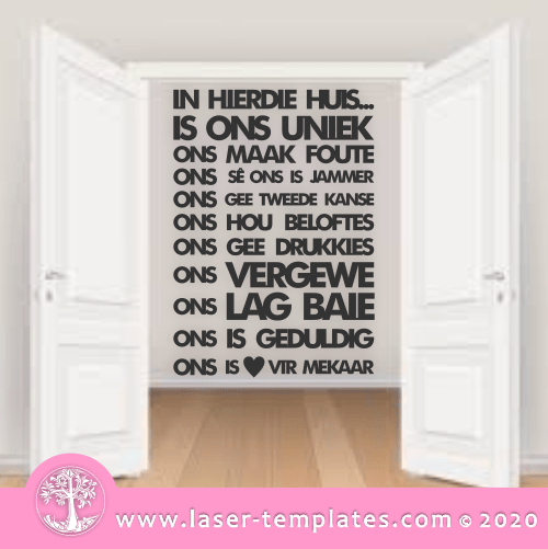 Laser Cut Template for In Hierdie Huis Wall Art – Laser Ready Templates