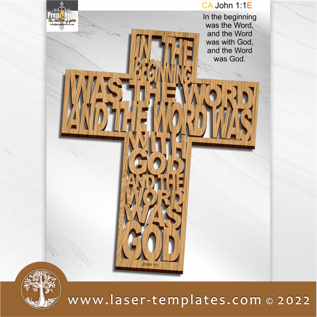 John 1:1 Cross – Laser Ready Templates