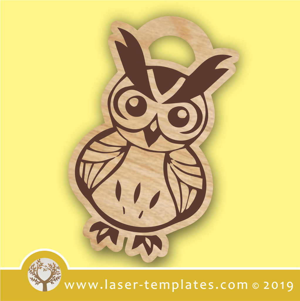lasercutting templates Keyring - Owl 2 – Laser Ready Templates