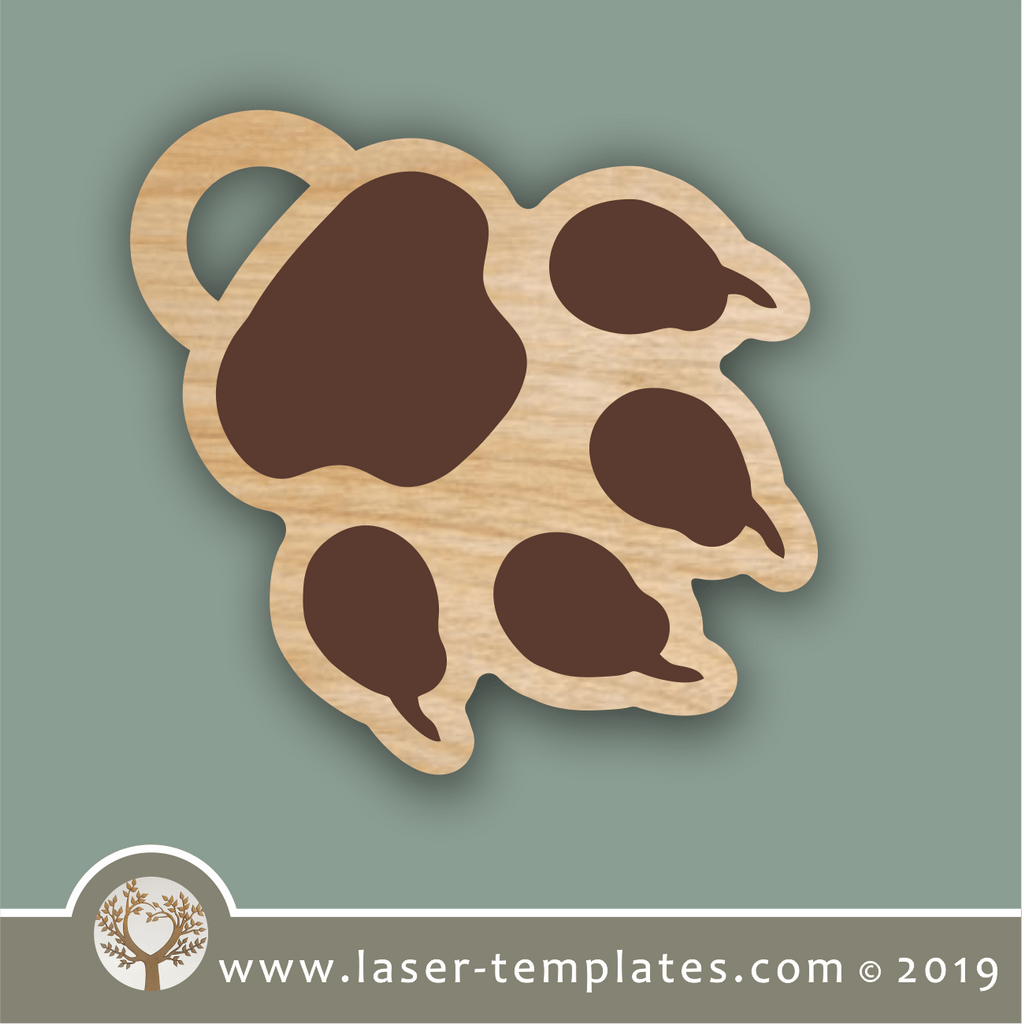 laser cutting templates Keyring - Paw Print 2 – Laser Ready Templates