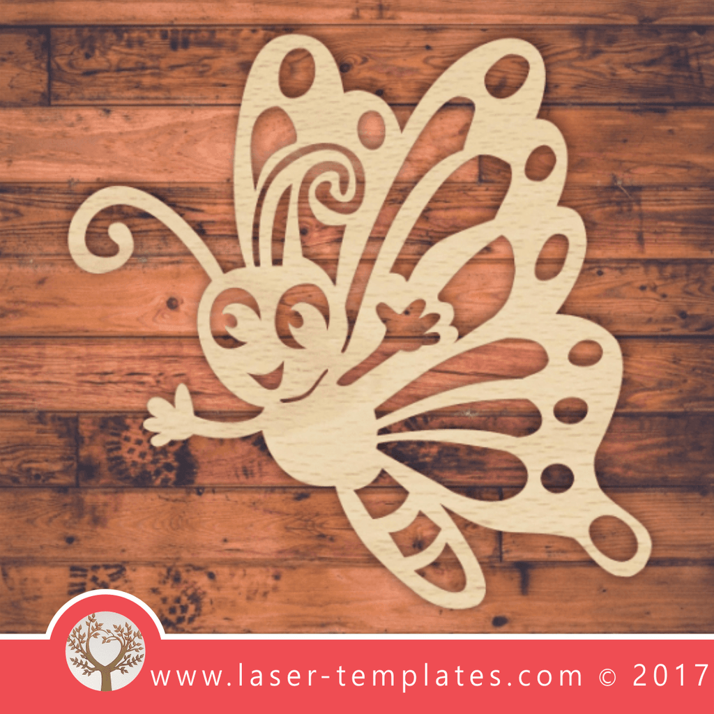 Happy fun kids butterfly template for laser cutting. Vector online ...