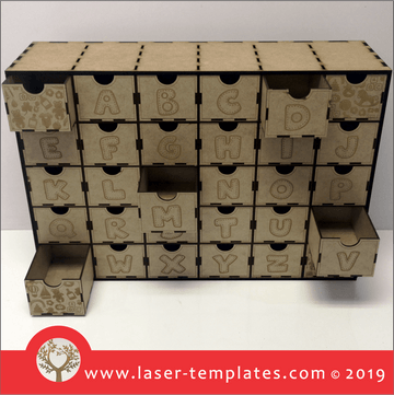 Laser cut template for Kiddies Alphabet 30 Drawer Sorting box - 3mm ...