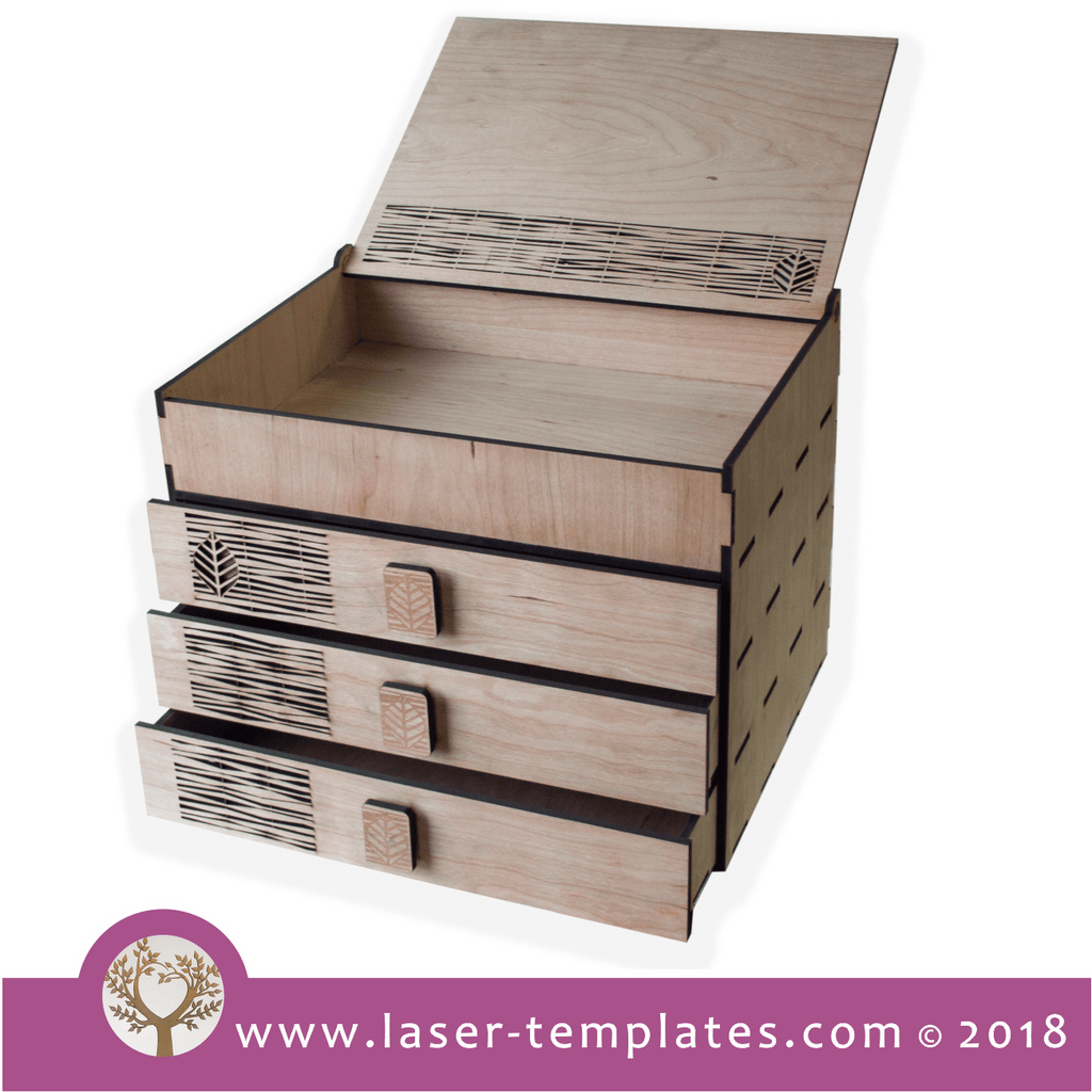 large 6mm Drawer box with flip lid compartment – Laser Ready Templates