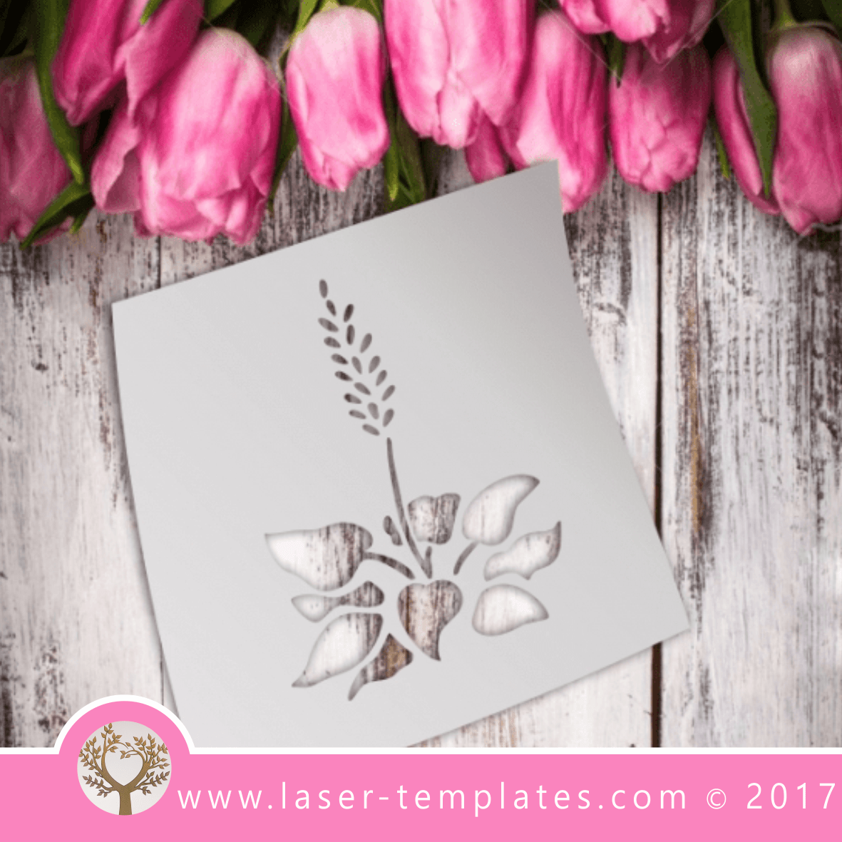 Lavender flower STENCIL template. Laser cut stencils. Vector online ...