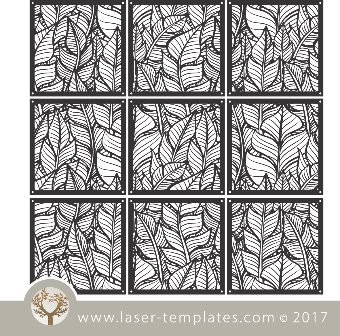 Laser cut Leaf pattern wall divider, download template design. – Laser ...