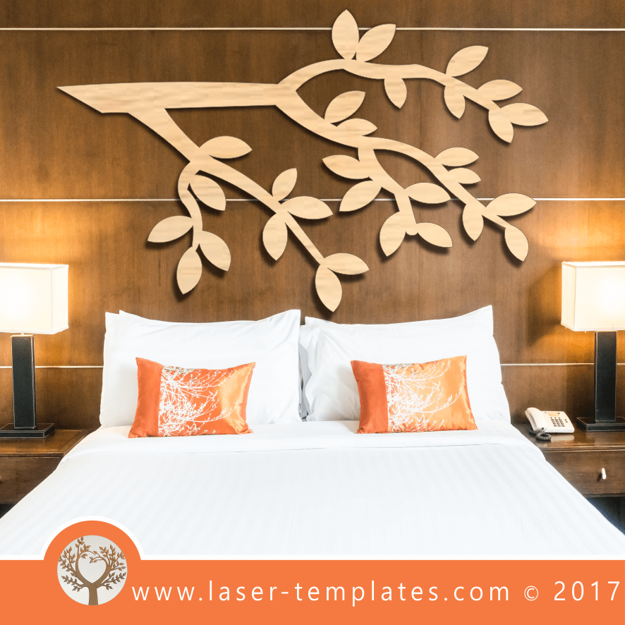 Leafy Branch Laser Cut Template Wall Art, Download Vector Designs ...