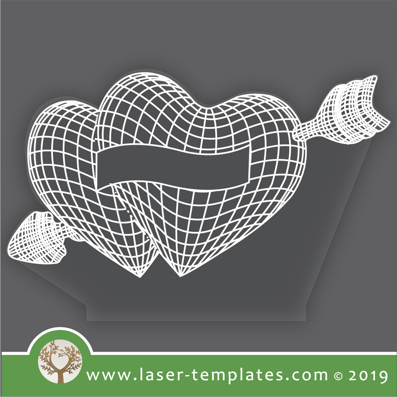 laser cutting templates LED Engraving Lamp - 3D Double Ribbon Heart ...