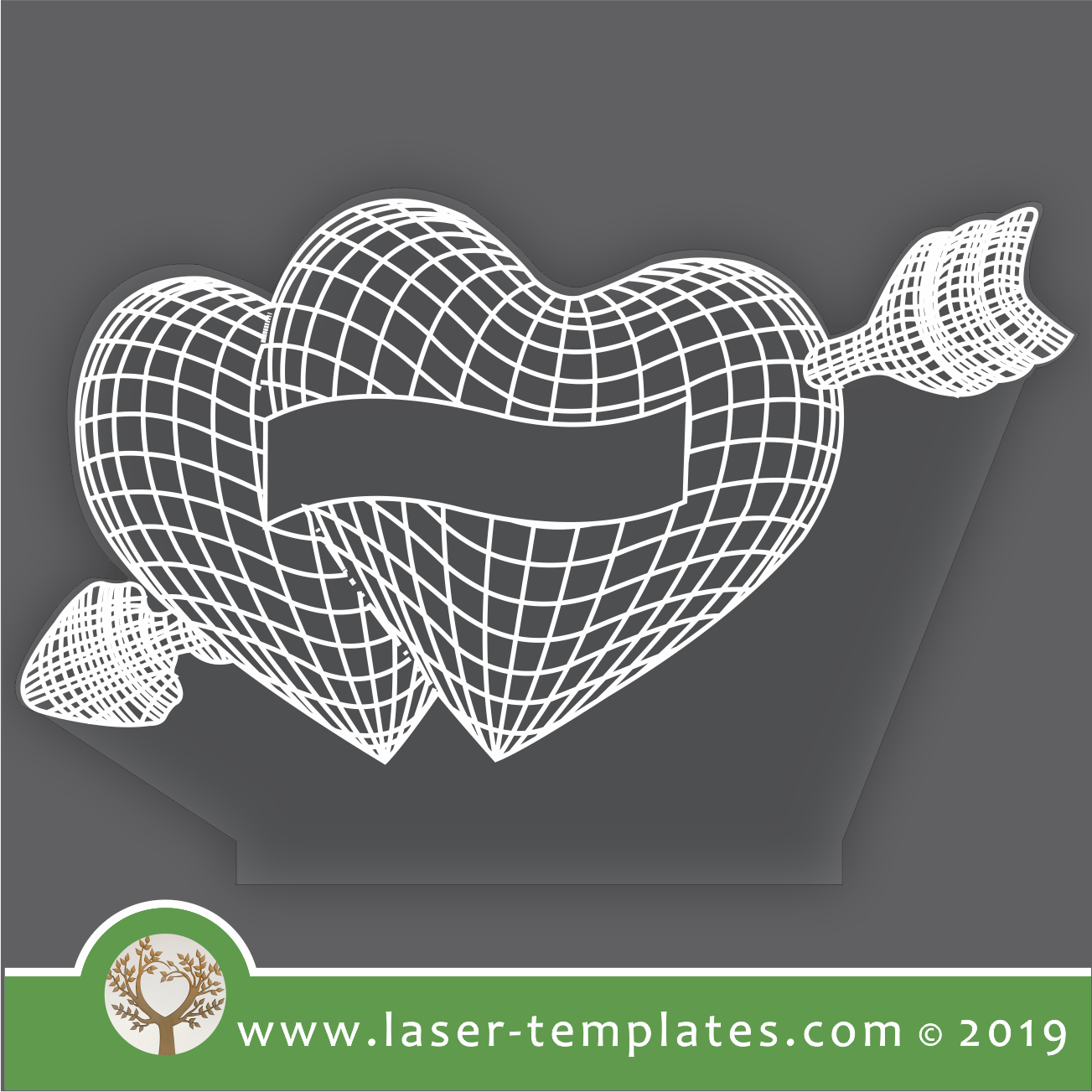 laser cutting templates LED Engraving Lamp - 3D Double Ribbon Heart ...
