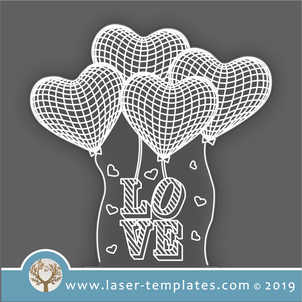 laser cutting templates LED Engraving Lamp - 3D Heart Balloons – Laser ...