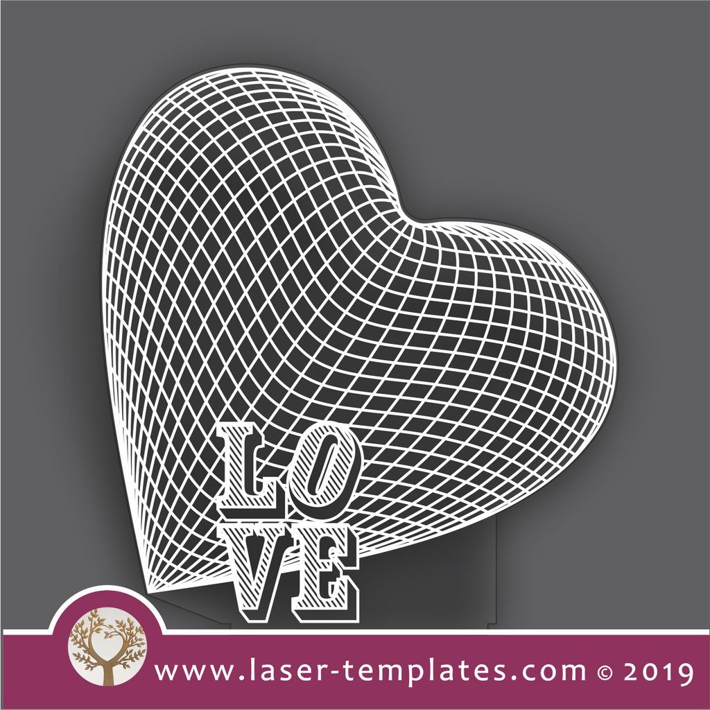 laser cutting templates LED Engraving Lamp - 3D Love Heart – Laser ...