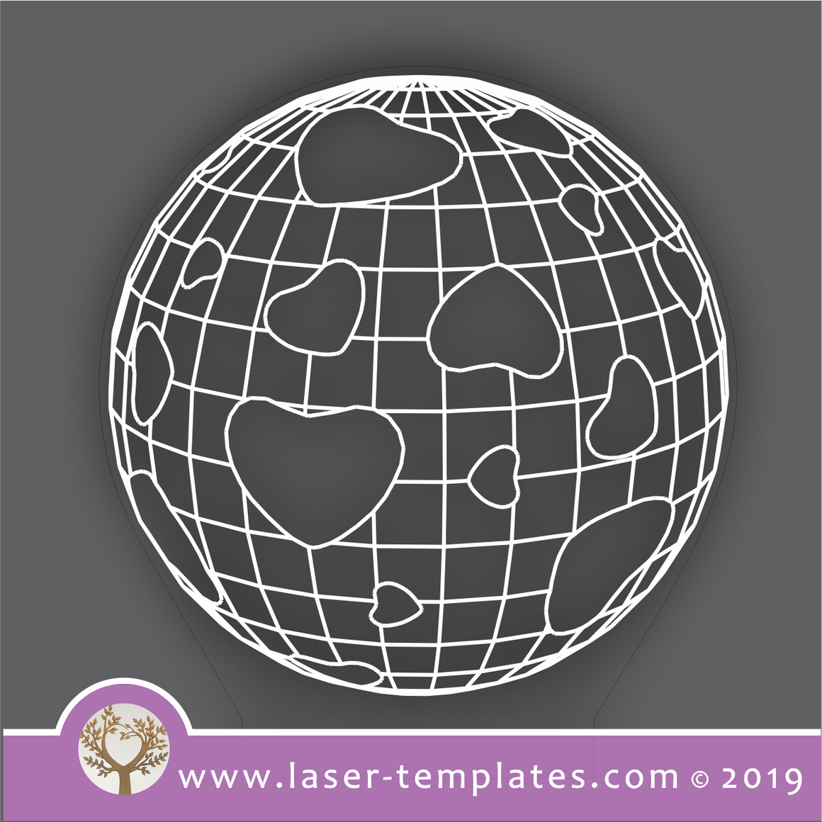 laser cutting templates LED Engraving Lamp - Heart Earth 3D – Laser ...