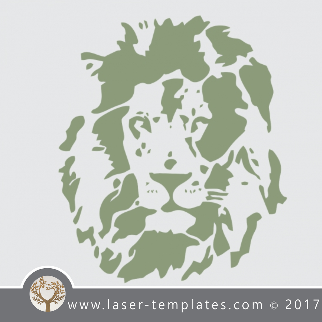 Lion head stencil template, online design store for laser cut patterns ...