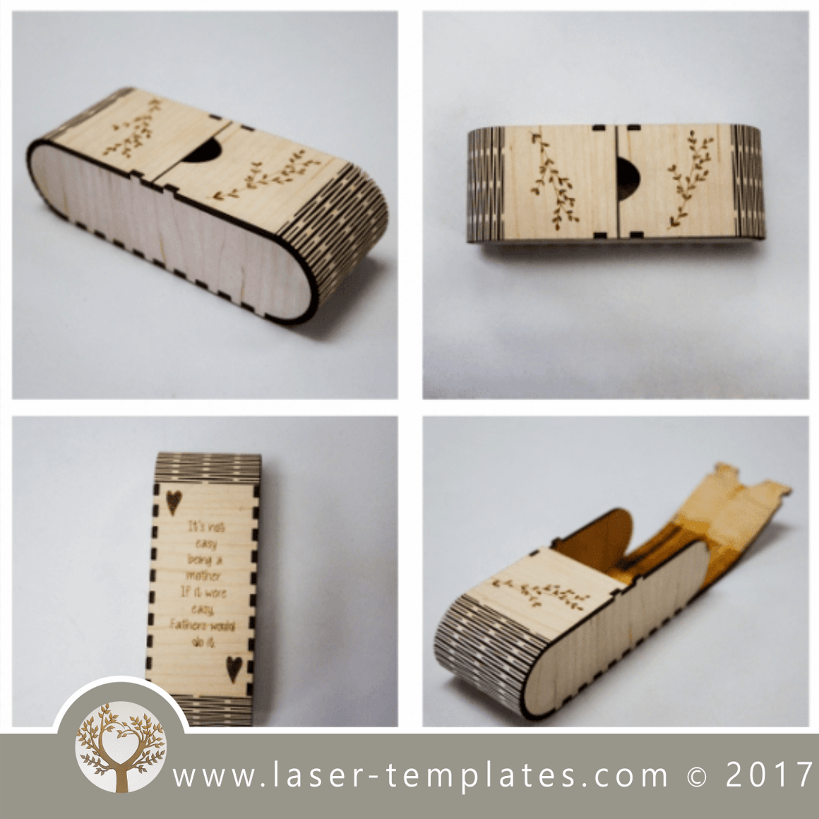 Living hinge wooden box template for laser cut and engrave. Online ...
