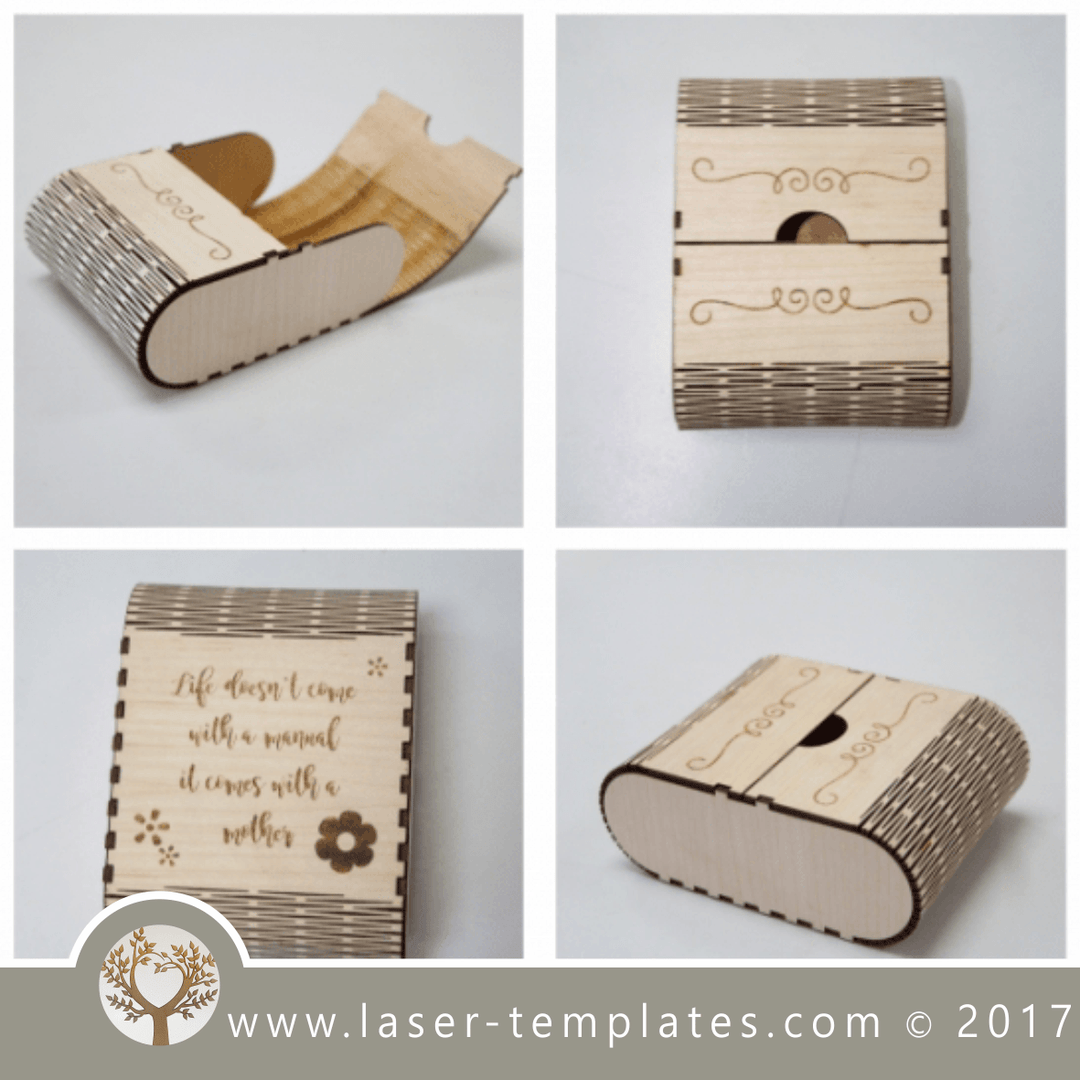 Living hinge wooden box template for laser cut and engrave. Online ...