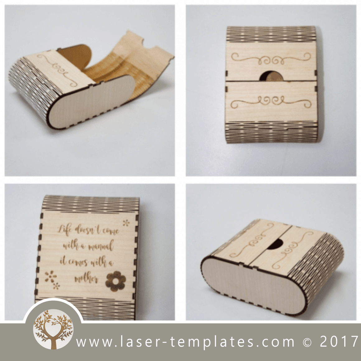 Living hinge wooden box template for laser cut and engrave. Online ...