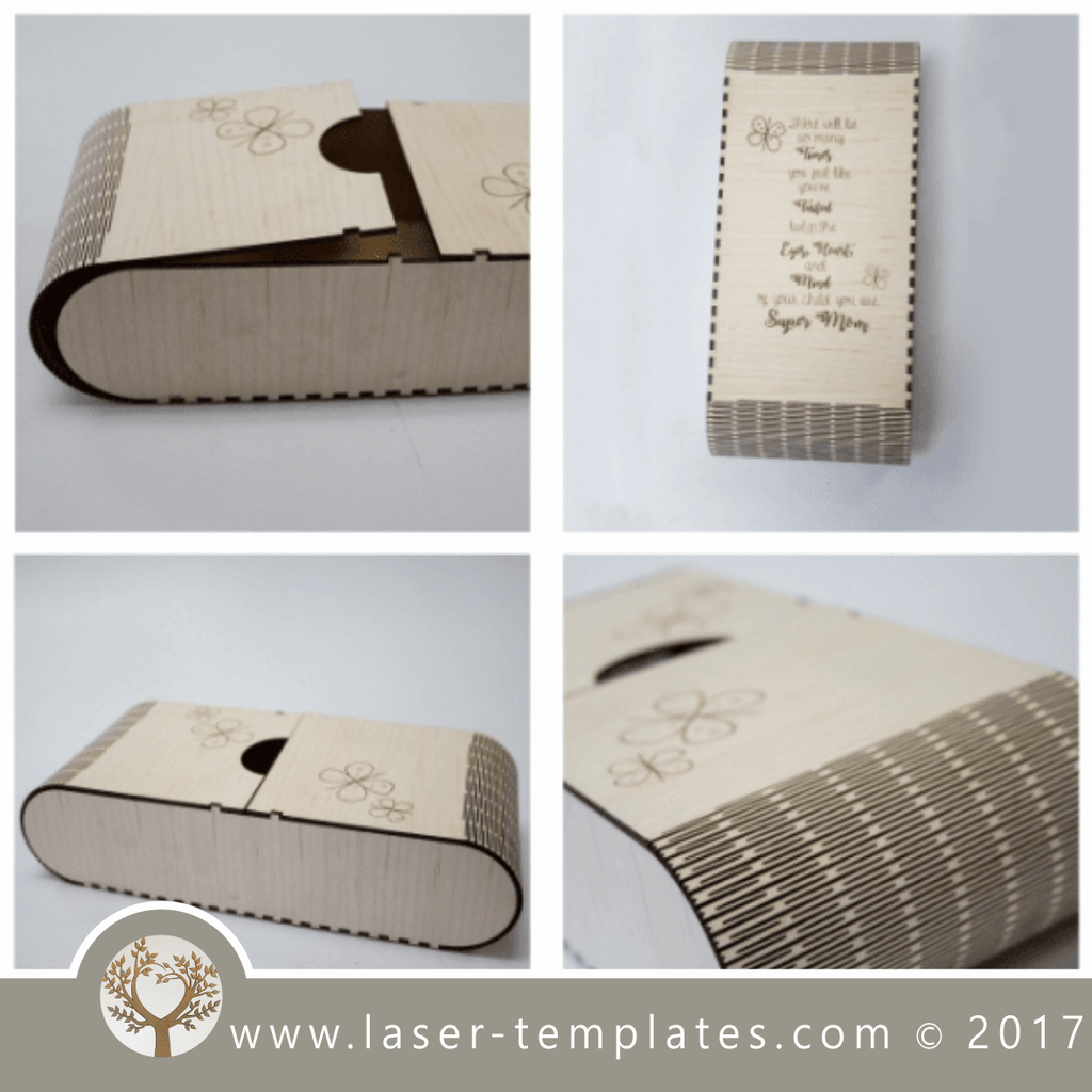 Living hinge wooden box template for laser cut and engrave. Online ...