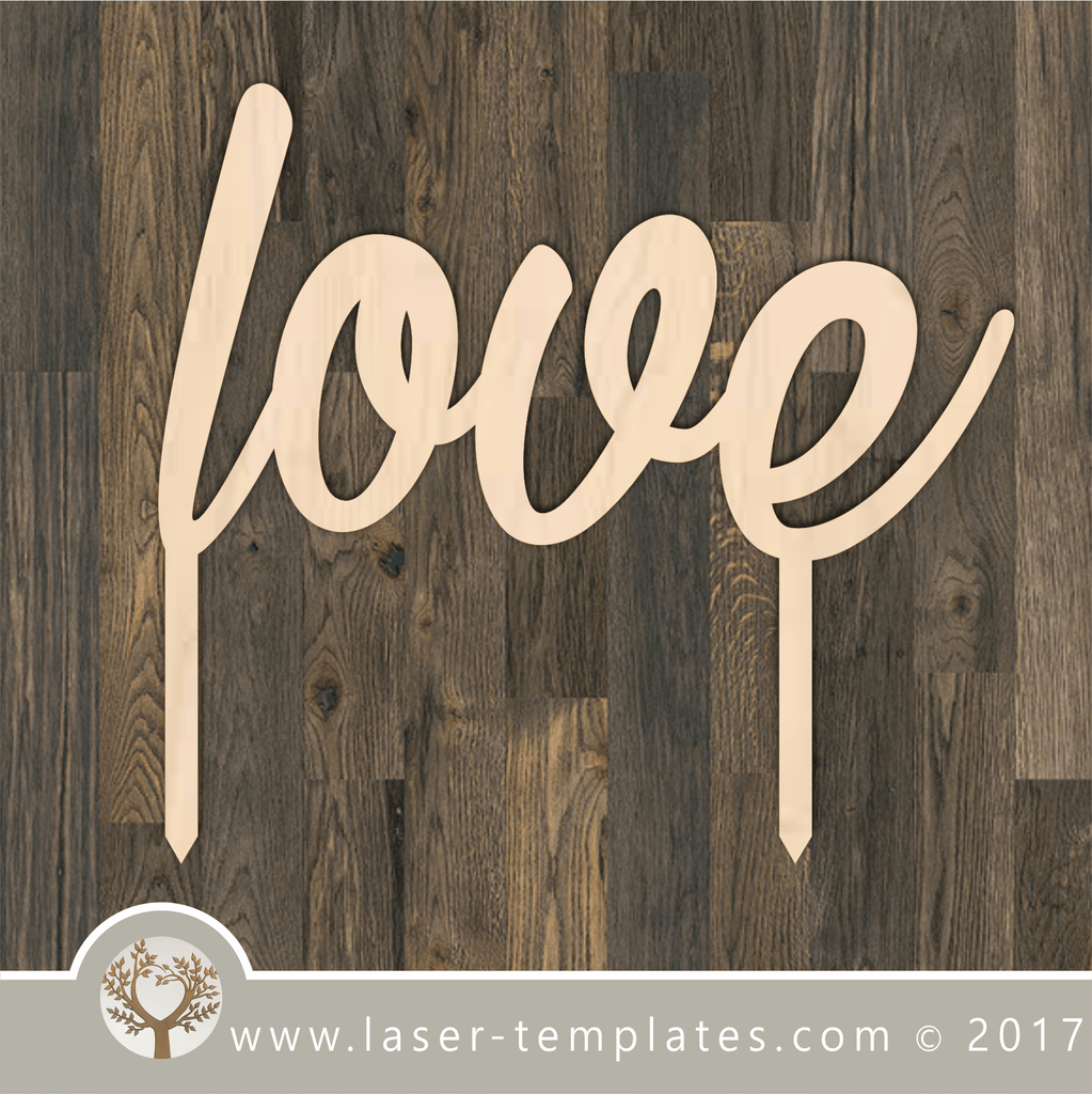 Love Cake Topper Template, online store for laser cut patterns – Laser ...