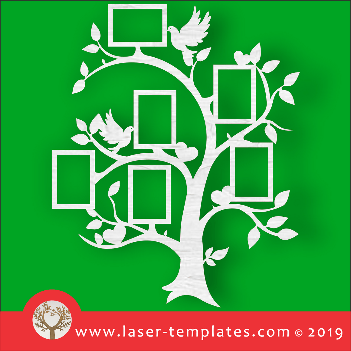 Laser cut template for Love Doves Tree Photo Frame – Laser Ready Templates