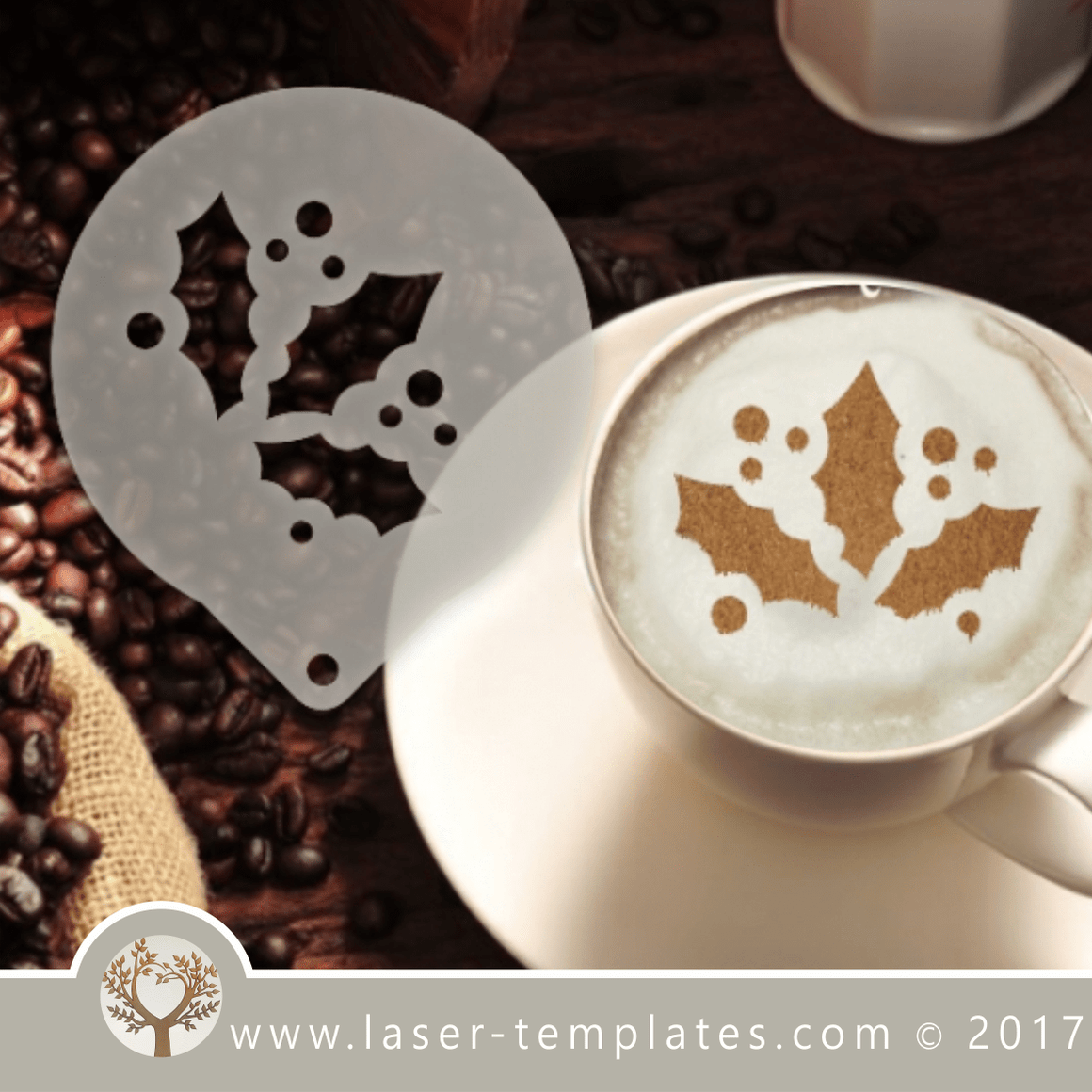 Christmas Leaf STENCIL template. Laser cut stencils. Vector online ...