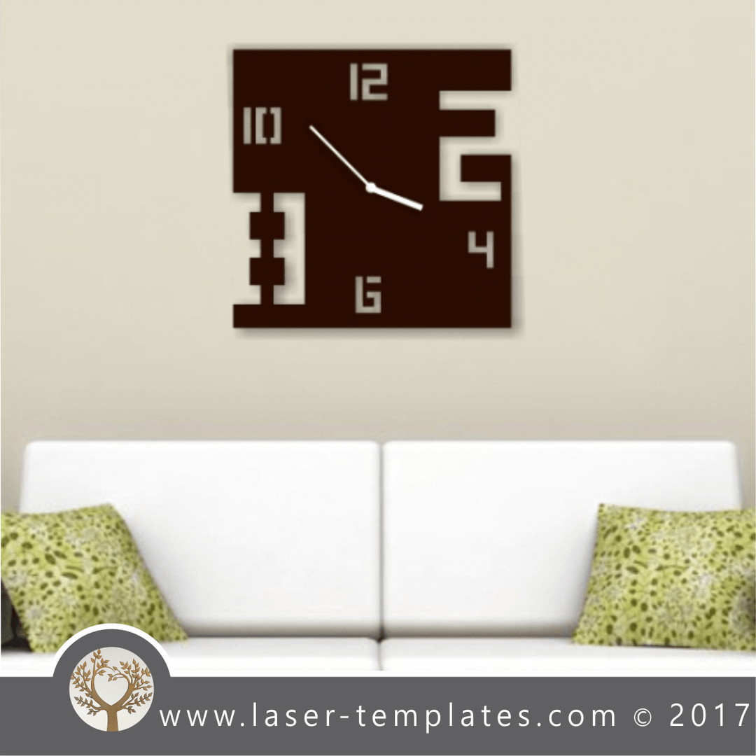 Modern clock laser cut template, online store – Laser Ready Templates