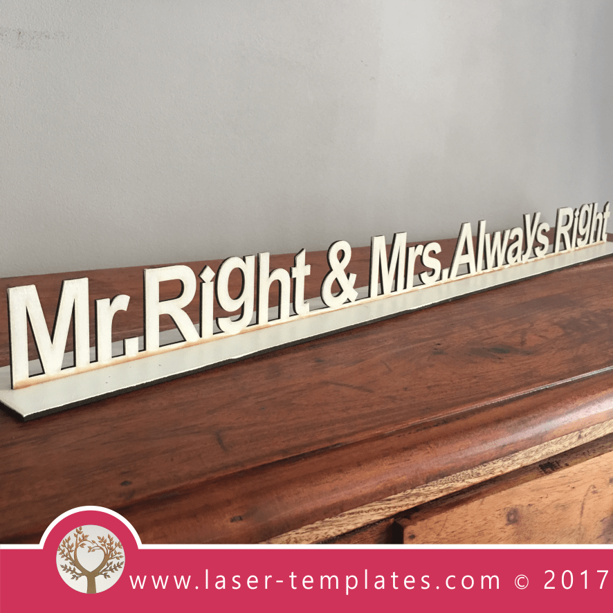 Laser Cut Mr & Mrs Sign Template, Download Vector Designs Online ...