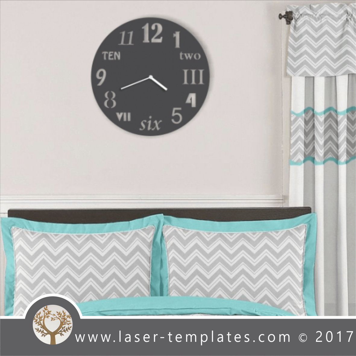 Numbers clock laser cut template, online desing pattern store – Laser ...