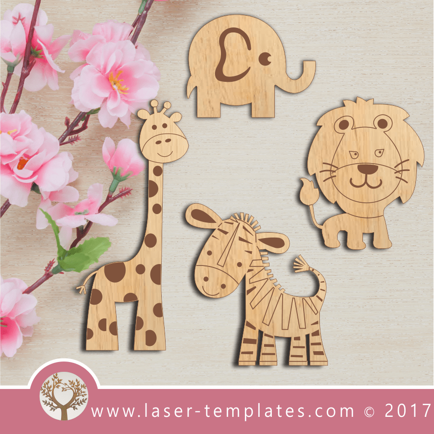 Laser Cut Nursery Animals Template, Download Laser Ready Vector Design ...