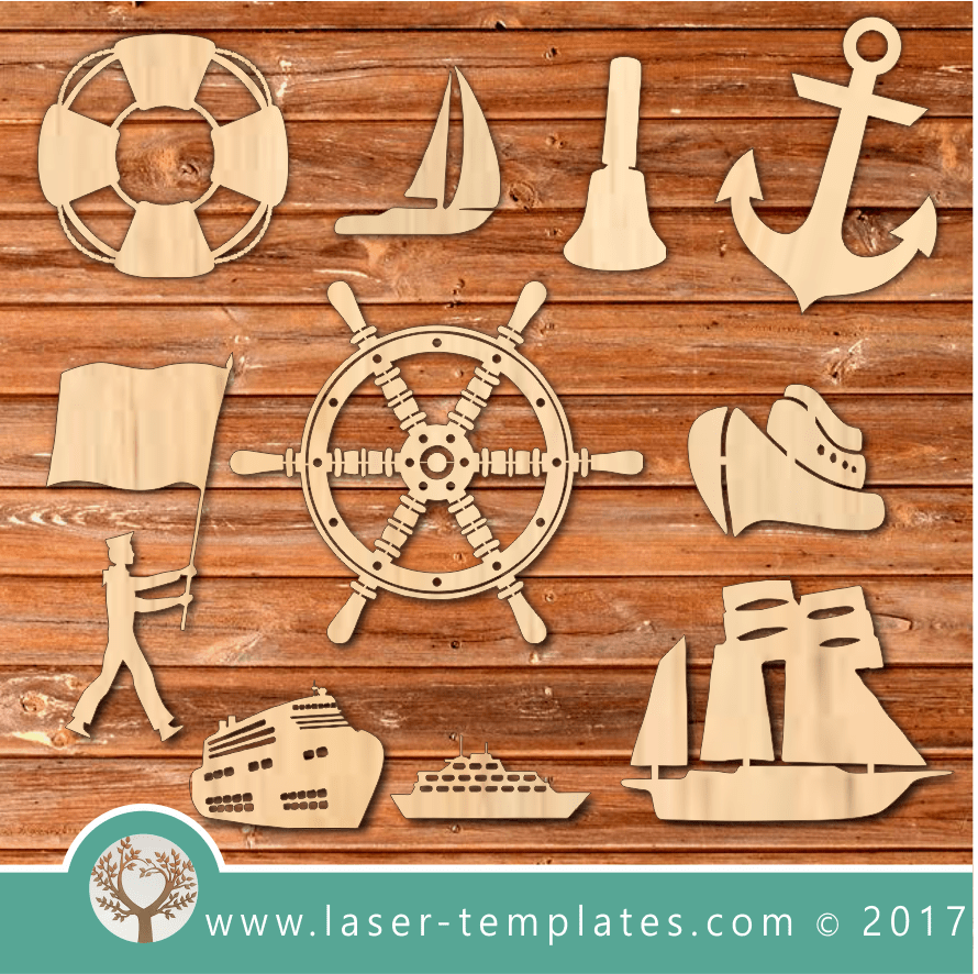 Ocean Set Laser Cut Template, Download Laser Ready Vector Designs ...