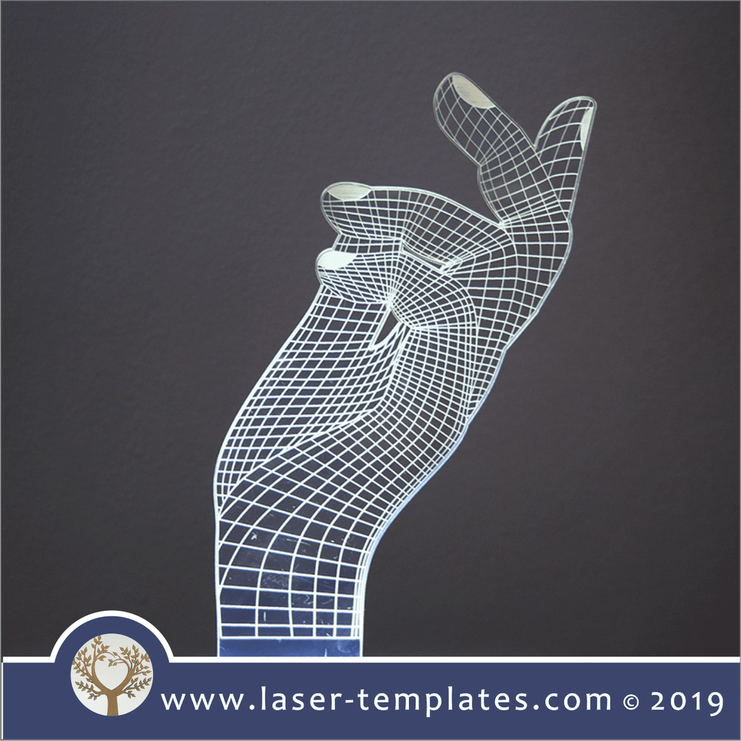 Hand 3D engraving template for LED light – Laser Ready Templates