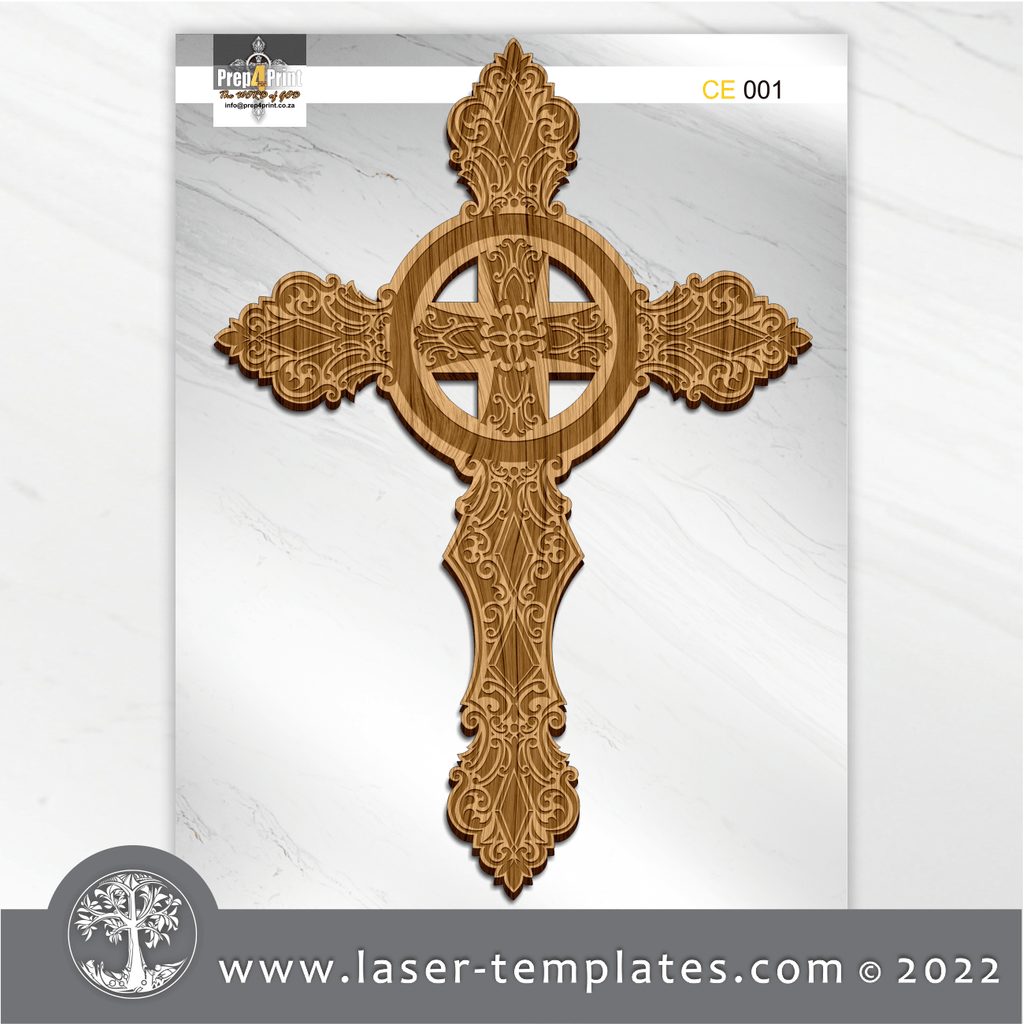 Ornate Cross – Laser Ready Templates