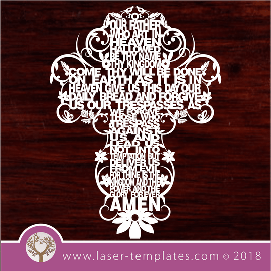 Our Father - Catholic version with leaf detail – Laser Ready Templates