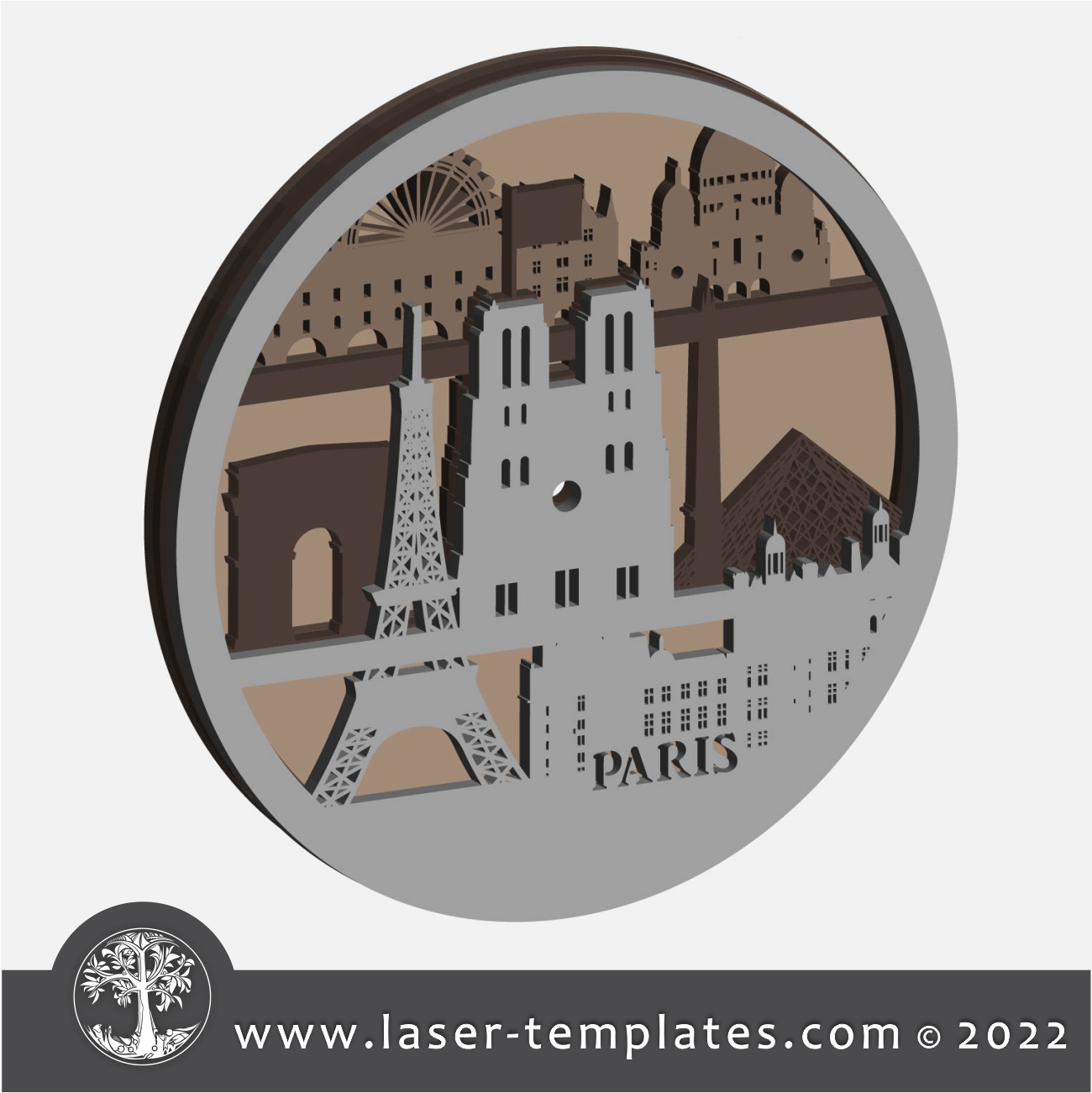 Paris Skyline Clock – Laser Ready Templates