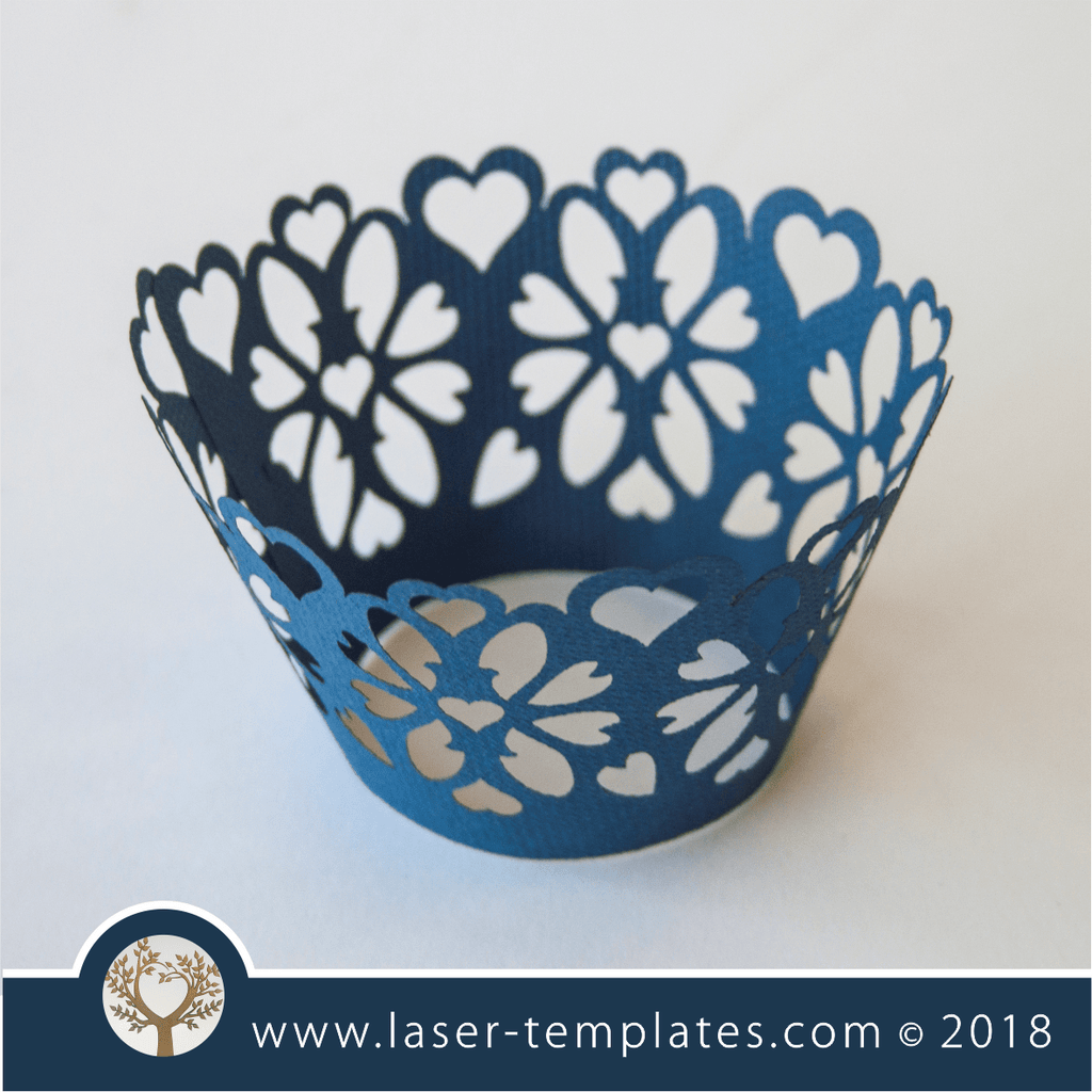 Laser Cut Patterned Cupcake Wrapper Template, Download Vector Designs ...