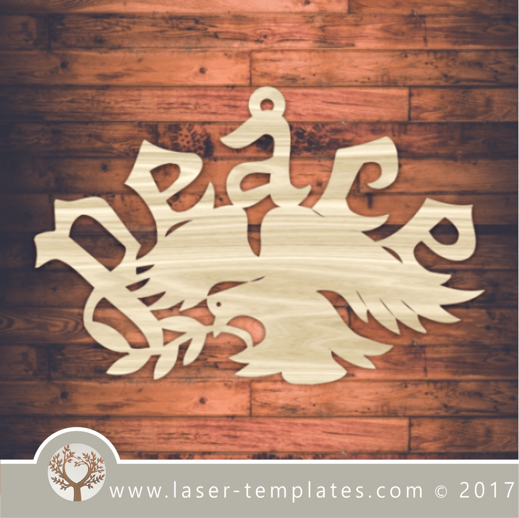 laser cut word Template. Peace Dove. – Laser Ready Templates