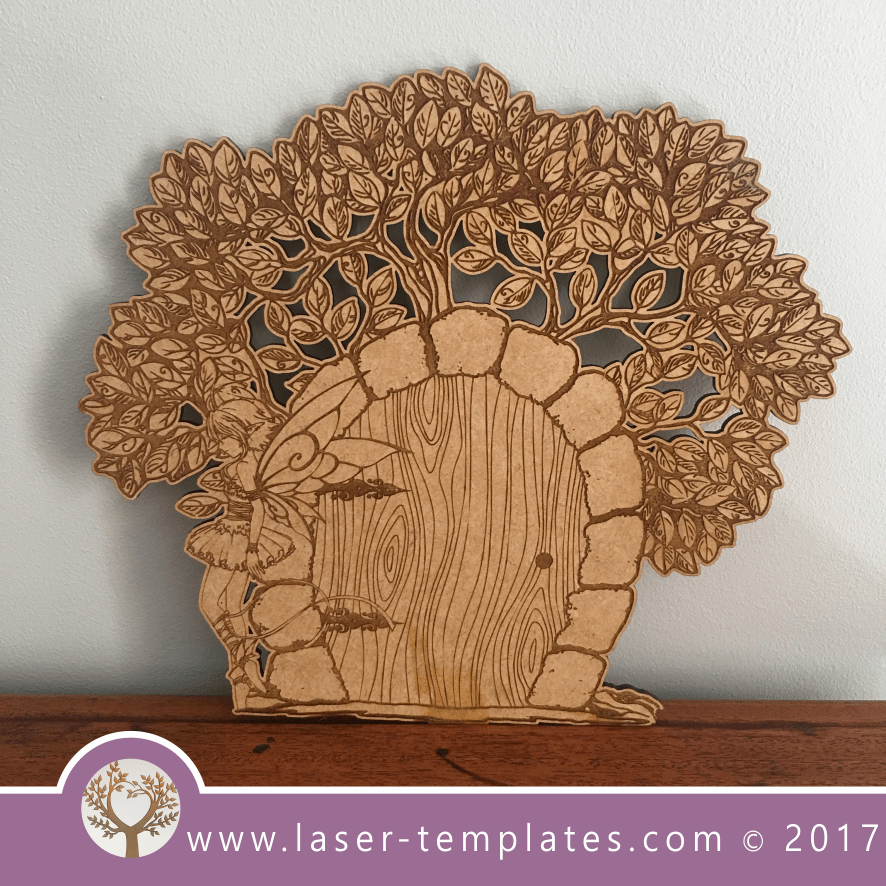 Pixie door with tree laser cut and engrave template, download vectors ...