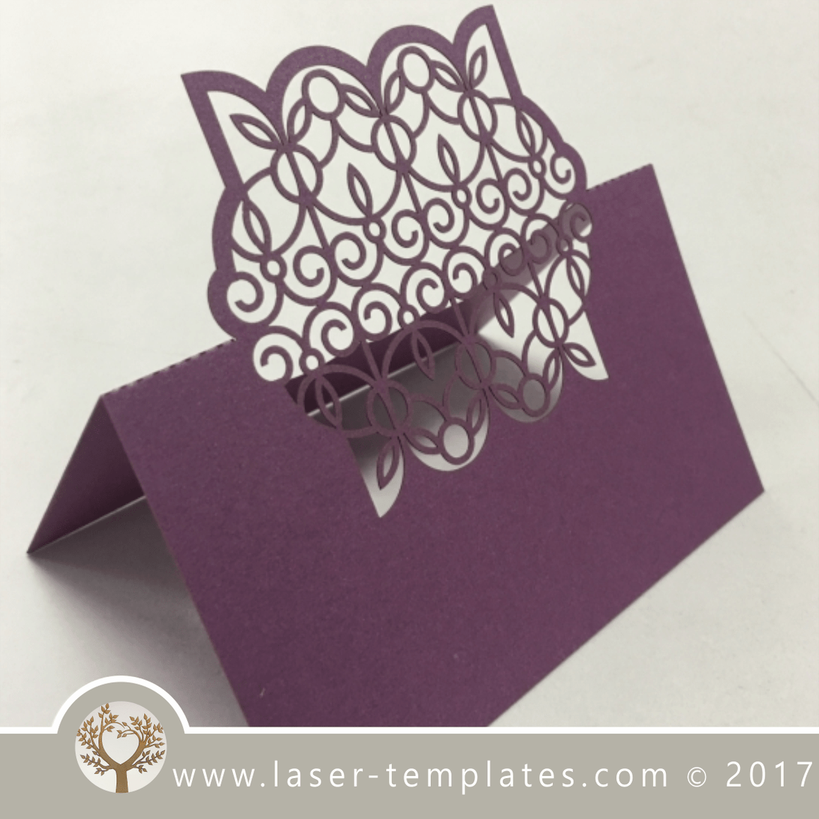 Laser cut wedding place / name card template, download design. – Laser ...