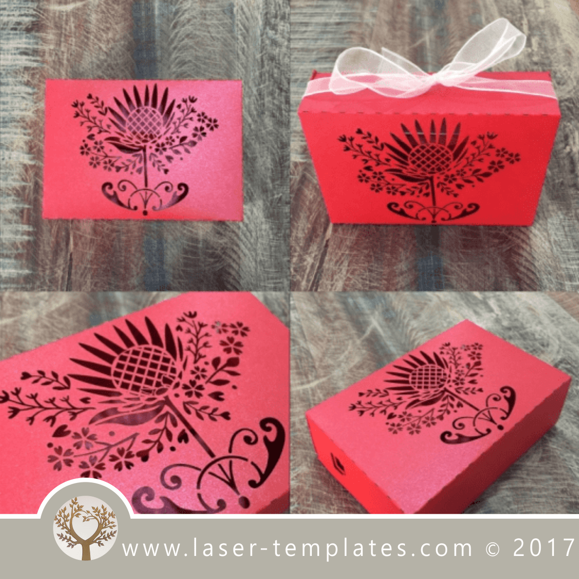 Protea laser cut wedding gift box template – Laser Ready Templates