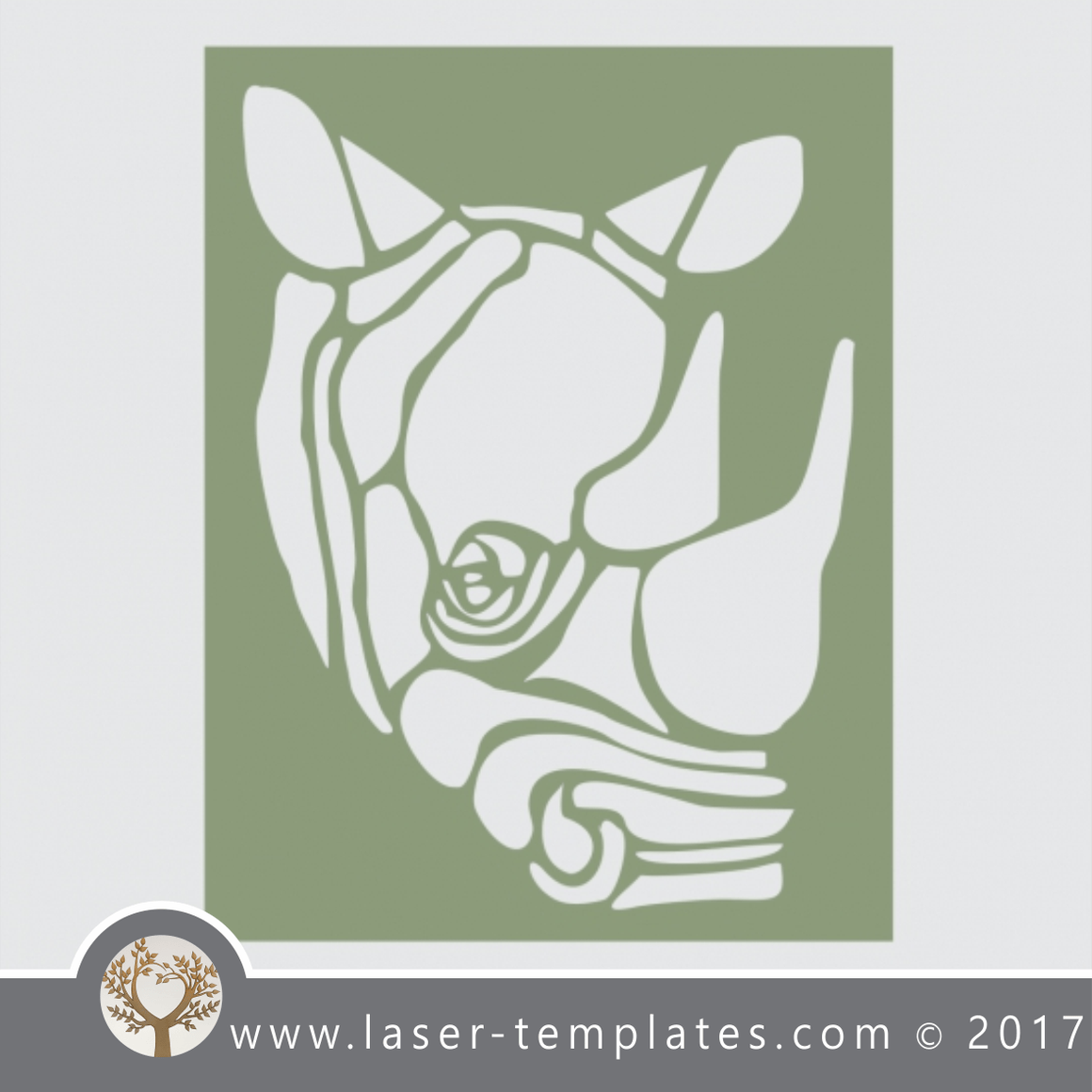 Rhino head stencil template, online design store for laser cut patterns ...