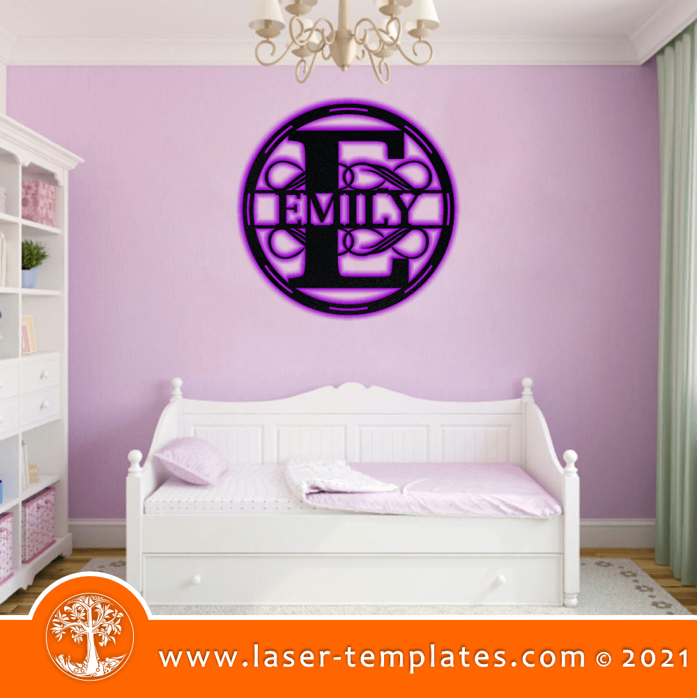 Laser cut template for Round Monogram Letters – Laser Ready Templates