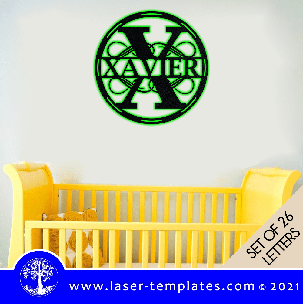 Laser cut template for Round Monogram Letters – Laser Ready Templates